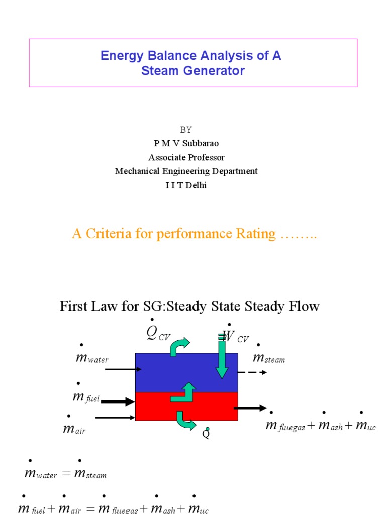 Energy Balance Analysis of A Steam Generator: A Criteria For ...