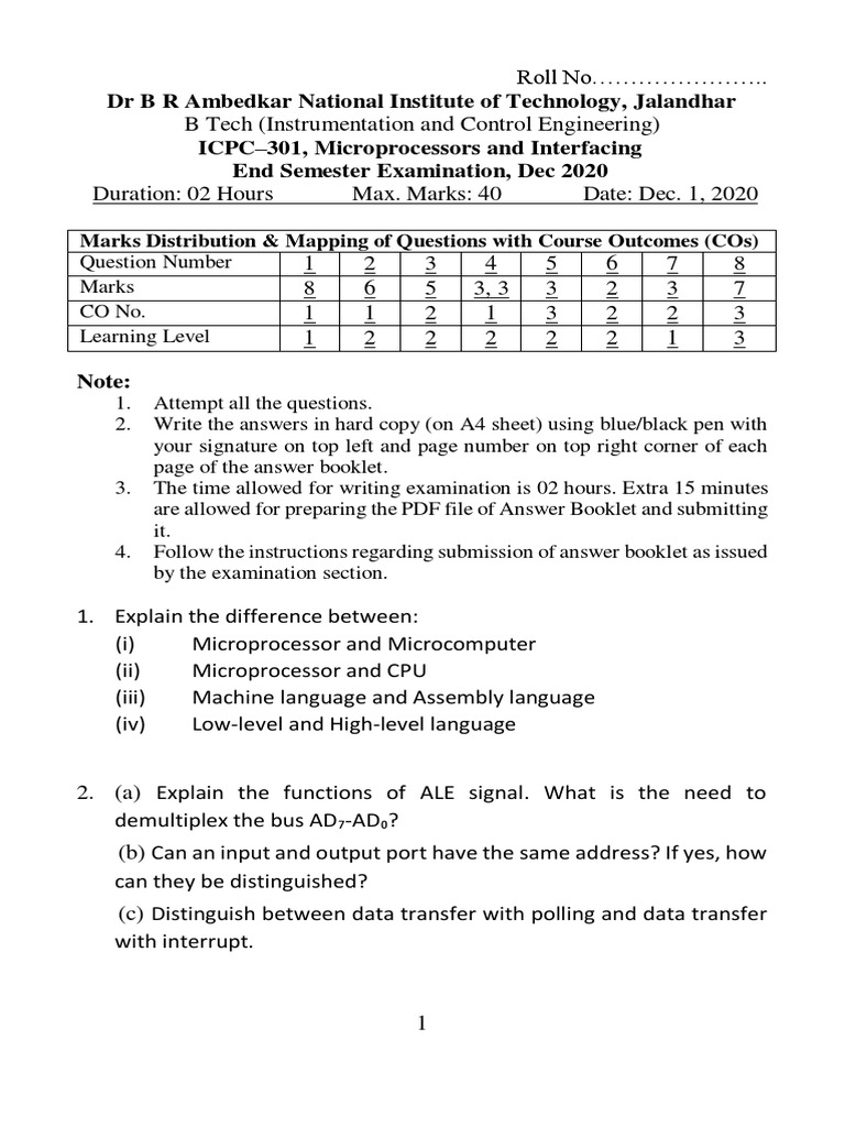 Microprocessors Exam Questions 2020 | PDF | Binary Coded Decimal ...