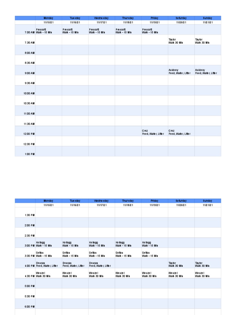 Payten Fite - Client Schedule - Sheet1 | PDF