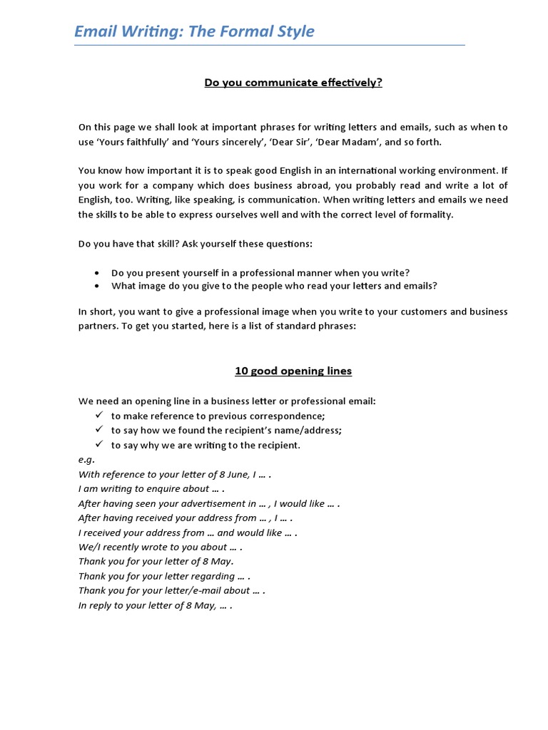 Formal Email Writing | PDF | Madam | Communication