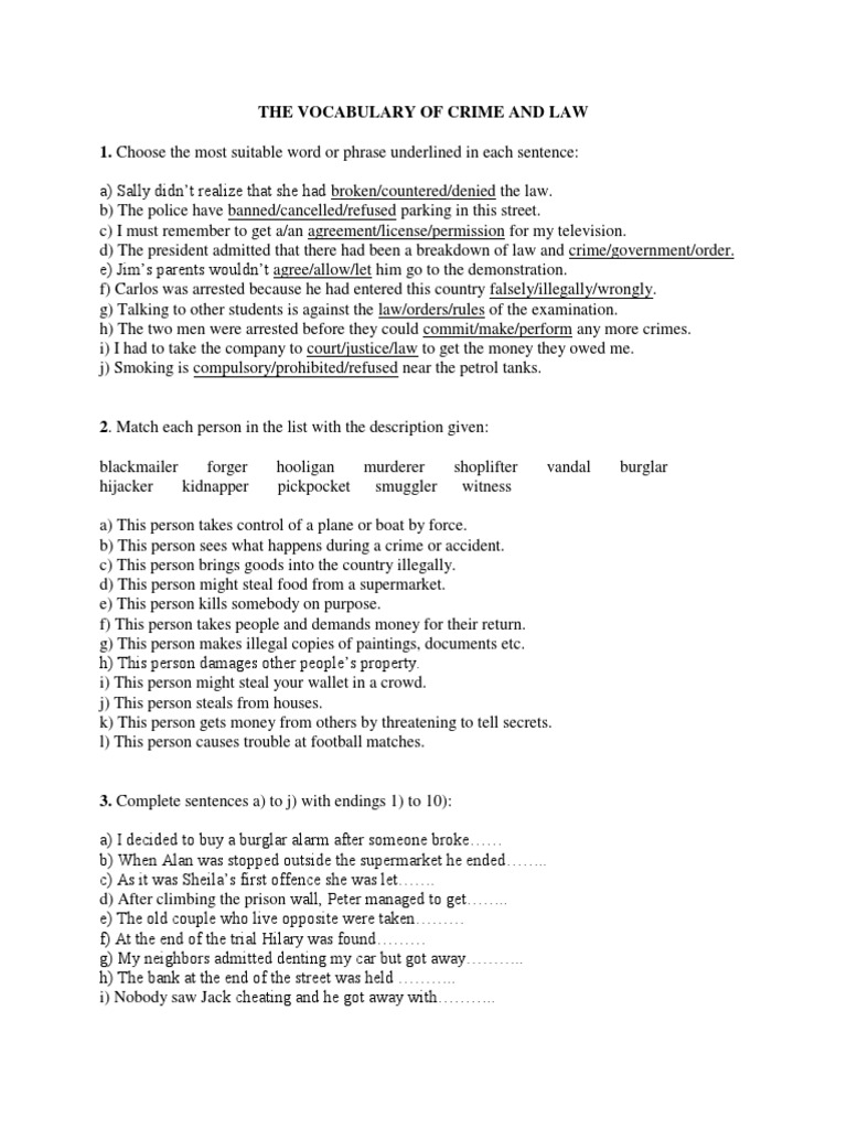 The Vocabulary of Crime and Law | PDF | Criminal Law | Legal Procedure