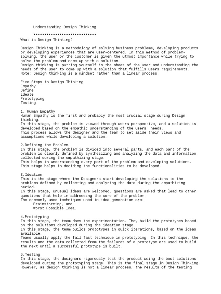 Understanding Design Thinking | PDF | Design Thinking | Prototype