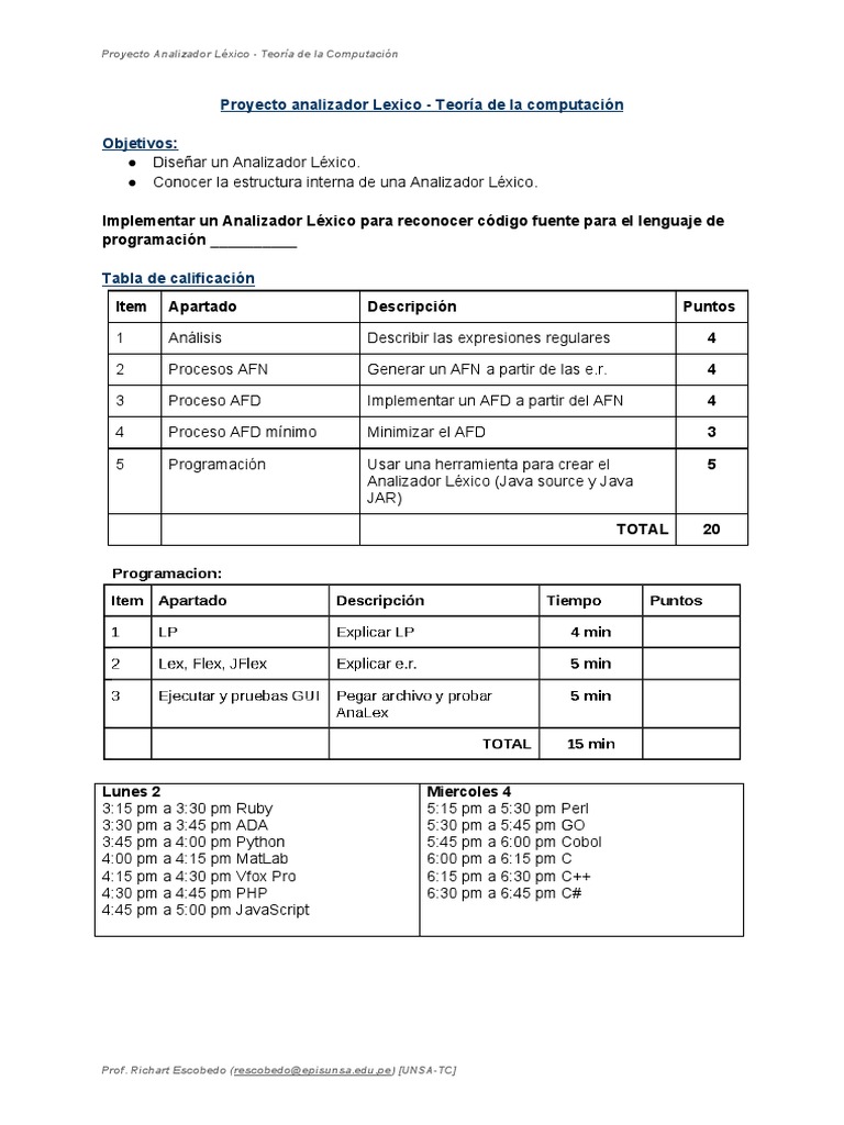 TC AnalizadorLexico | PDF | Lenguaje de programación | Expresión regular