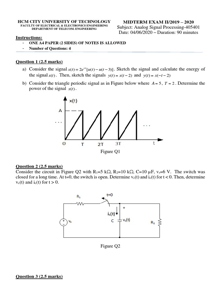 MIDTERM EXAM II/2019 - 2020: HCM City University of Technology | PDF ...