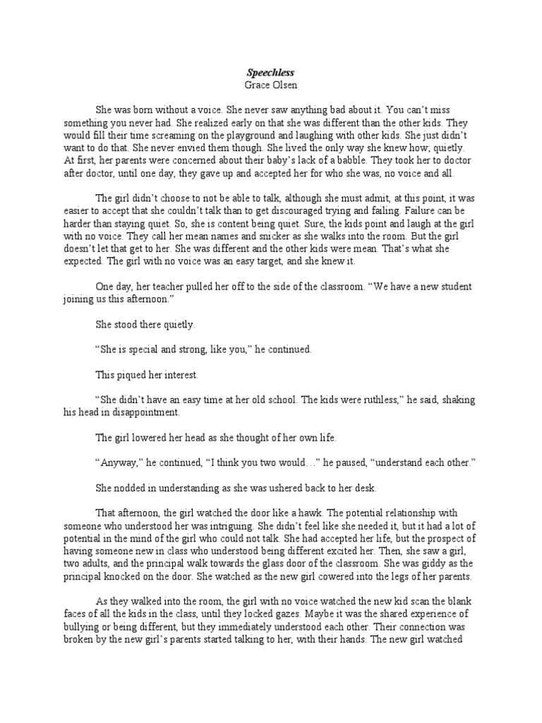 Speechless | PDF | Language Arts & Discipline | Wellness