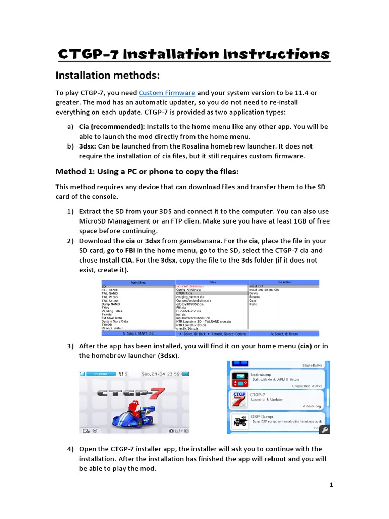 CTGP-7 Installation Instructions | PDF | Installation (Computer ...