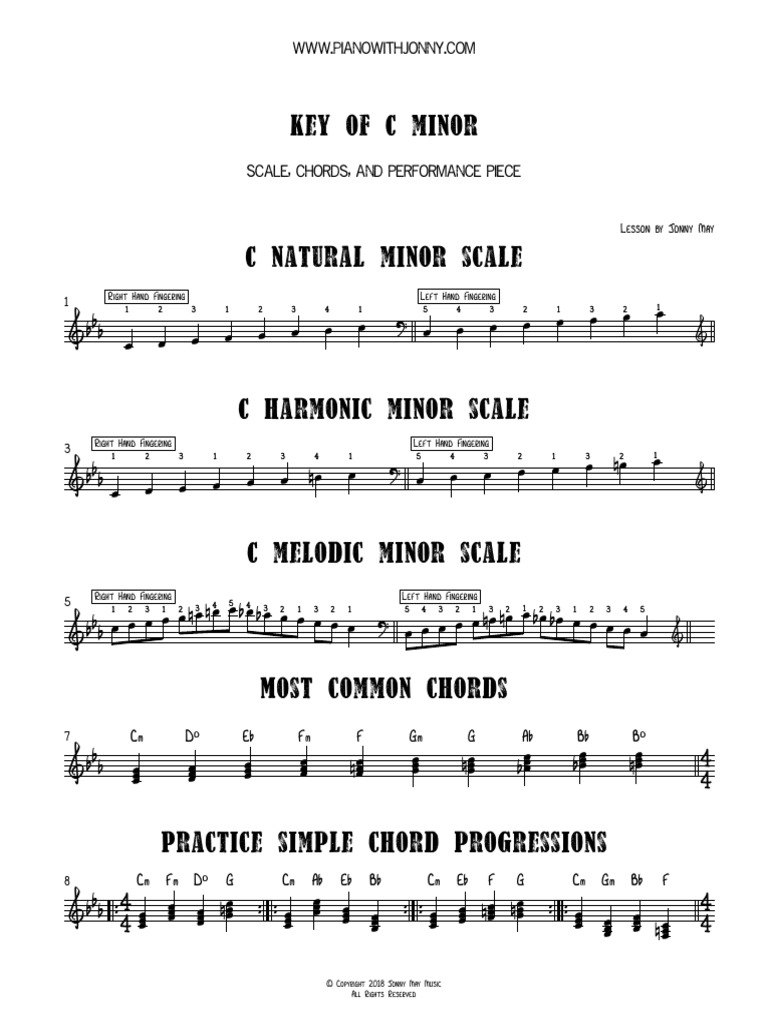 Lesson Sheet Key of C Minor | PDF