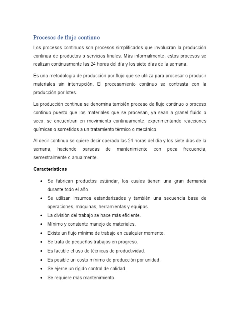 Ejemplos de Producción por Flujo Continuo | PDF | Sistema operativo ...