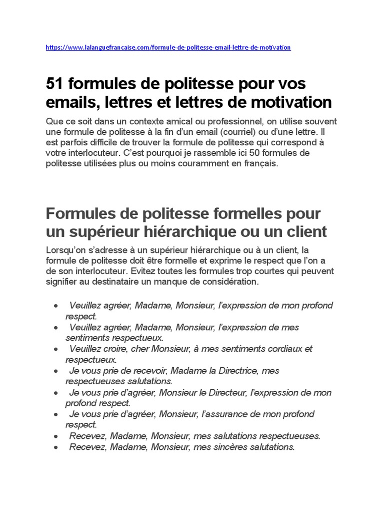 Formule De Politesse Pour Un Employé – ZBBT