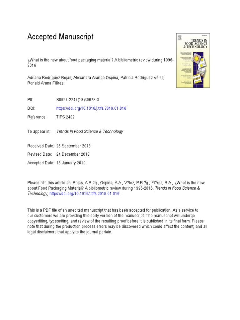 Accepted Manuscript: Trends in Food Science & Technology | PDF | Foods ...