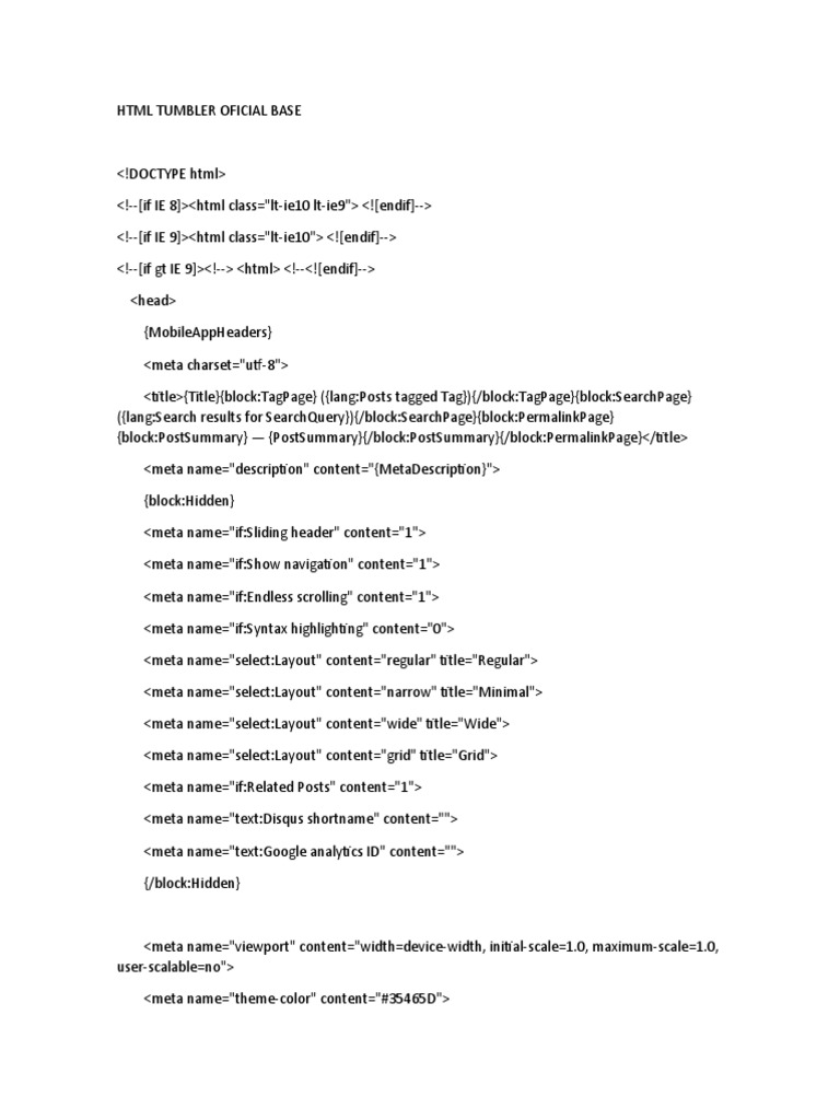 HTML Template for Tumblr Blog | PDF | Cyberspace | Hypertext