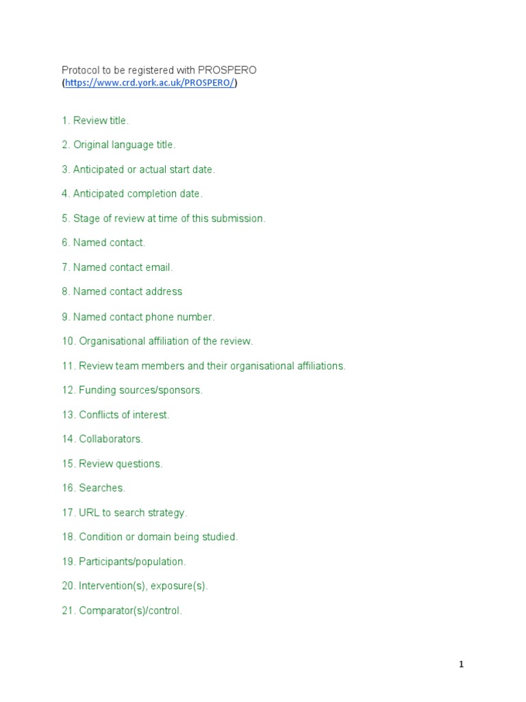 Protocol To Be Registered With PROSPERO | PDF