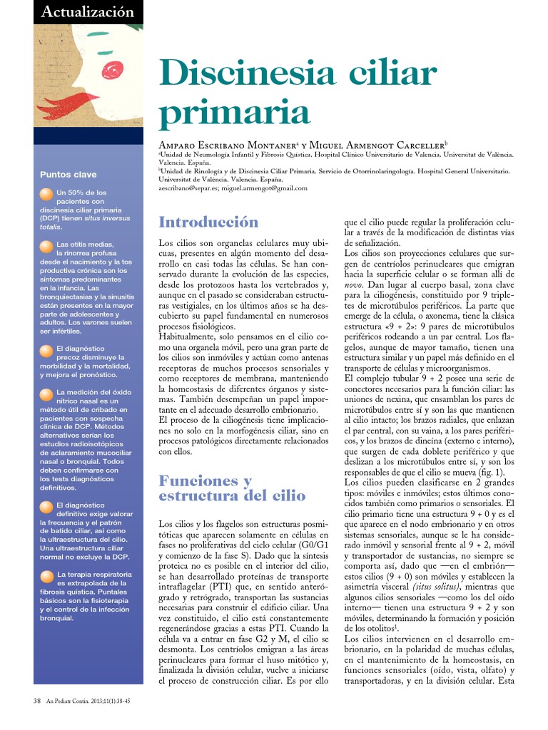 Discinesia Ciliar Primaria: Funciones y Diagnóstico | PDF | Tos | Asma