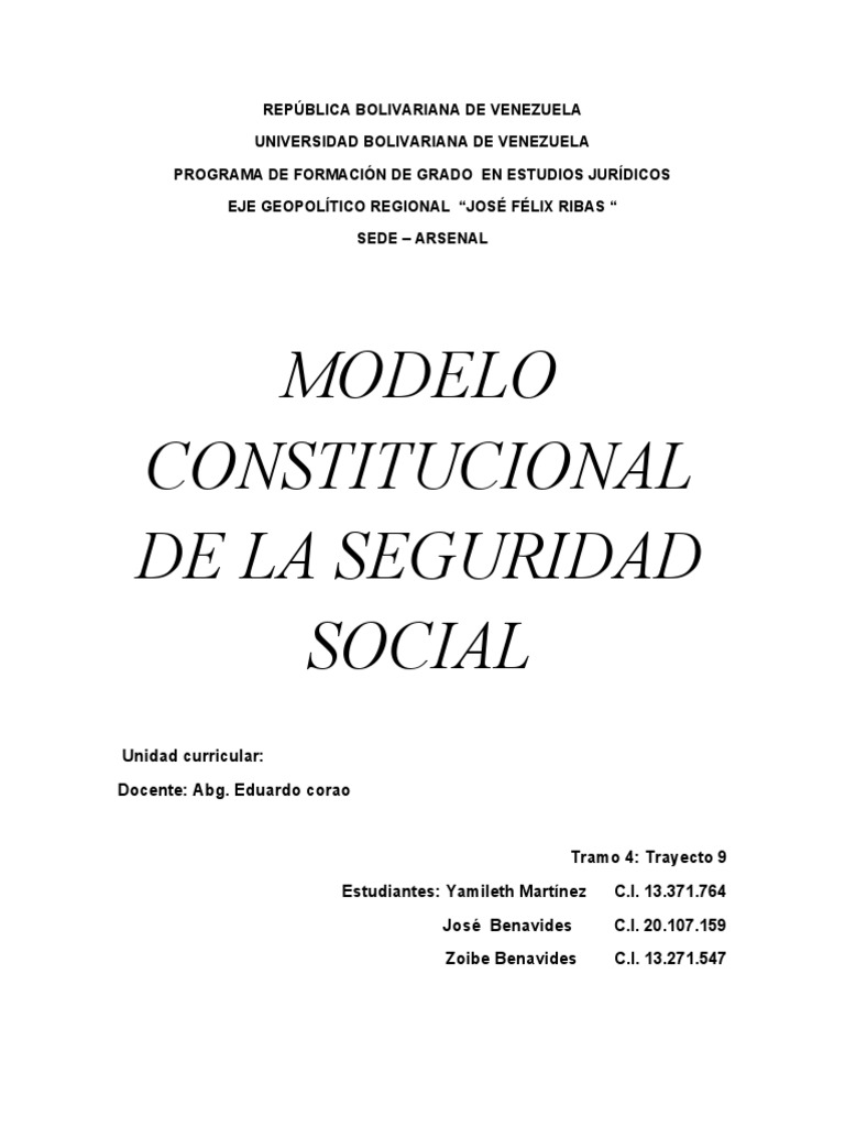 Mapa MODELO CONSTITUCIONAL DE LA SEGURIDAD SOCIAL | PDF | Bienestar ...