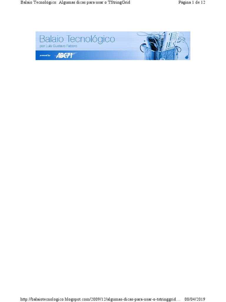 Algumas Dicas para Usar o TStringGrid 2 | PDF | Json | Thread (informática)