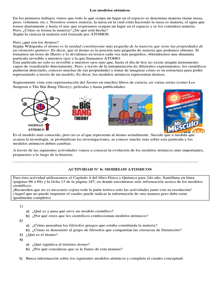 Evolución de los Modelos Atómicos | PDF | Importar | Átomos