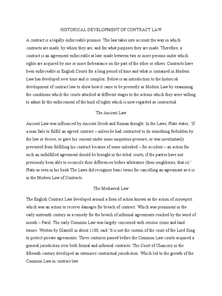 Evolution of Contract Law History | PDF | Consideration | Common Law