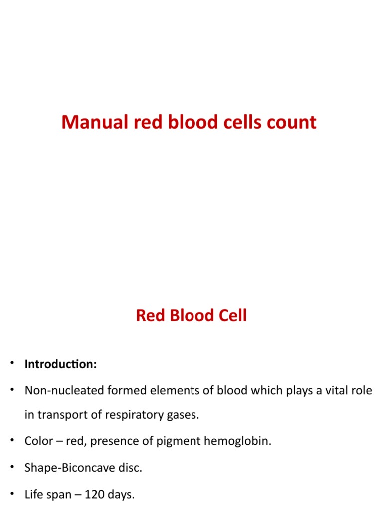 Manual Red Blood Count | PDF | Science & Mathematics