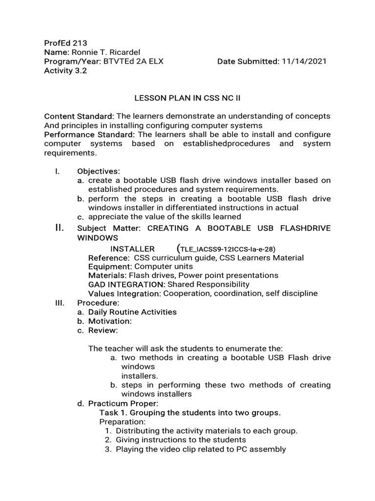 Activity No-3.2 Lesson Plan | PDF
