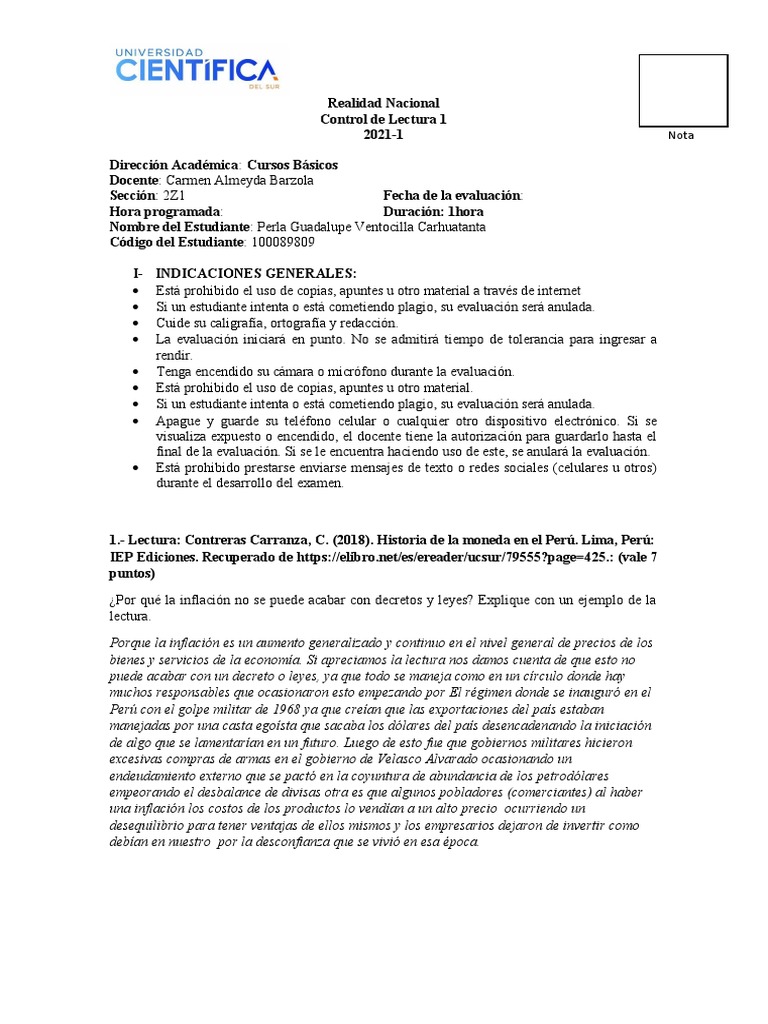 Semana 12 CONTROL DE LECTURA 1 | PDF | Desigualdad social ...