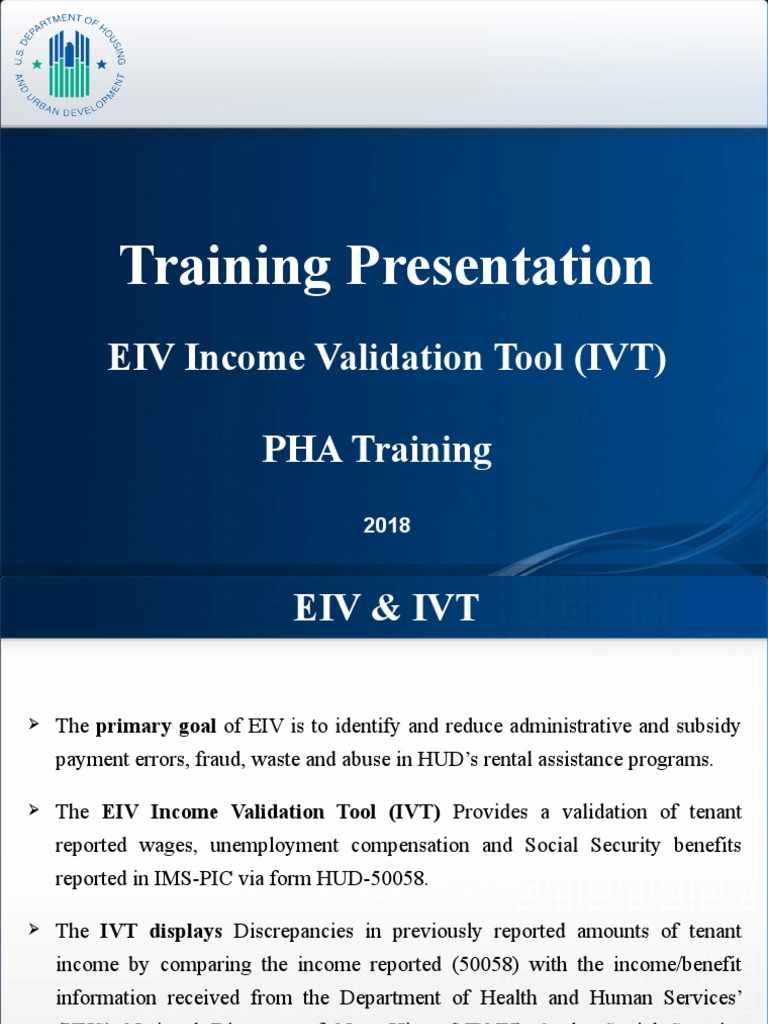 EIV IVT PHA Training Presentation | PDF | Unemployment Benefits ...