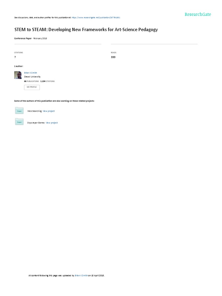 STEM To STEAM - Developing New Frameworks For Art-Science Pedagogy PDF ...