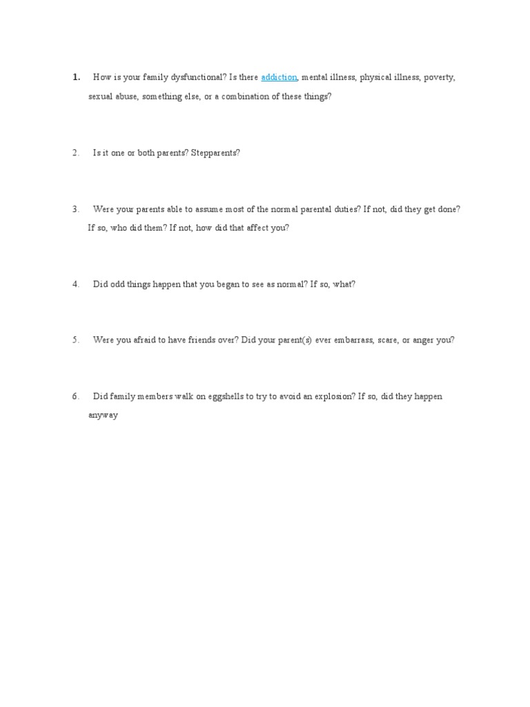 Family Questions | PDF | Wellness