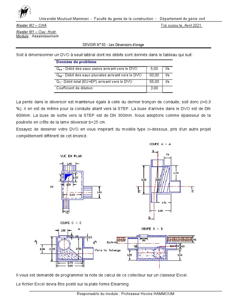 Devoir 2 - Assainissement | PDF | Technologie et ingénierie