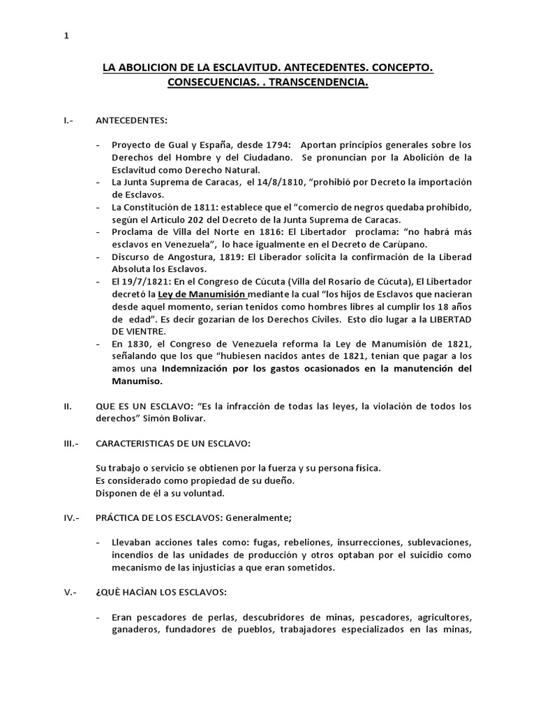 Abolicion de La Esclavitud. (Esquema Lamina) | PDF | Esclavitud ...