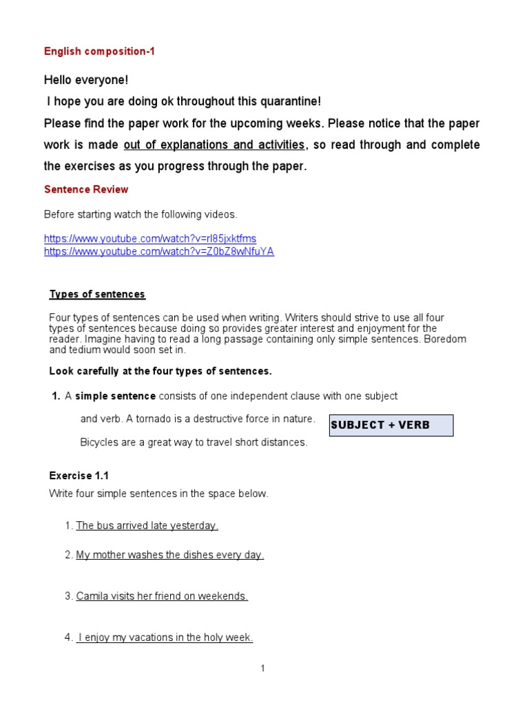 Sentence Review Lu | PDF | Sentence (Linguistics) | Comma