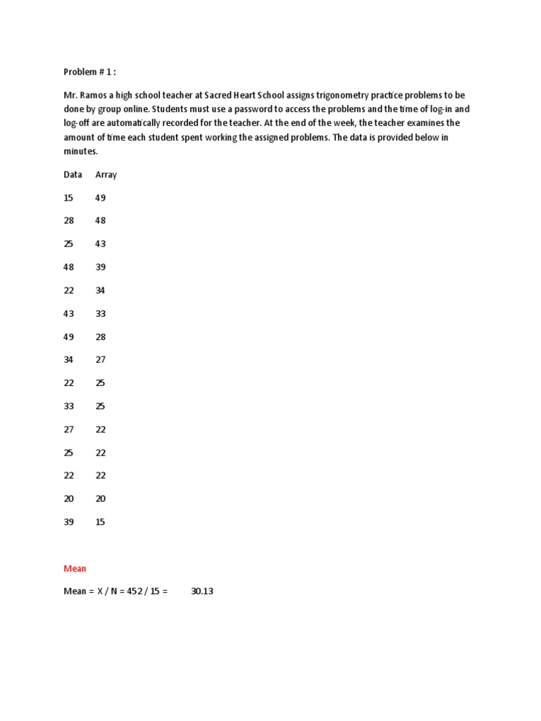 Problems For Measuring Central Tendency | PDF | Mean | Mode (Statistics)