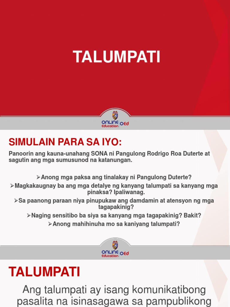 Week 008-Presentation Talumpati | PDF