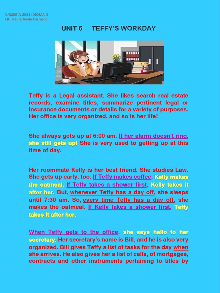 Unit 6 Teffy's Work Day | PDF | Sentence (Linguistics)