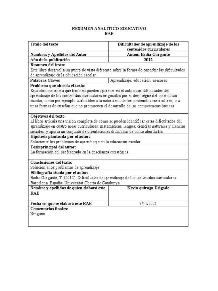 Formato de Rae | PDF