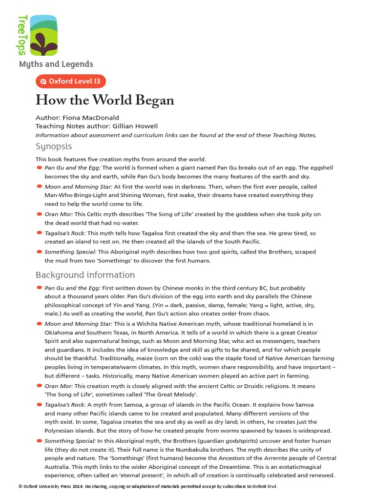 How The World Began: Synopsis | PDF | Reading Comprehension