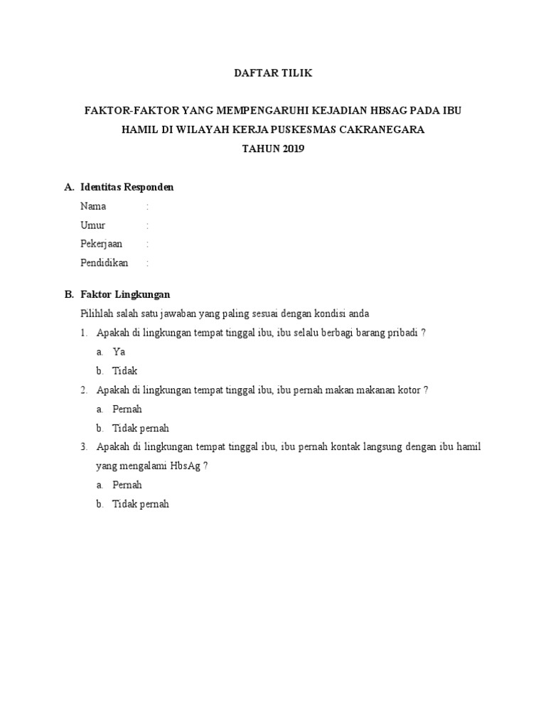 Daftar Tilik | PDF | Kesehatan Holistik