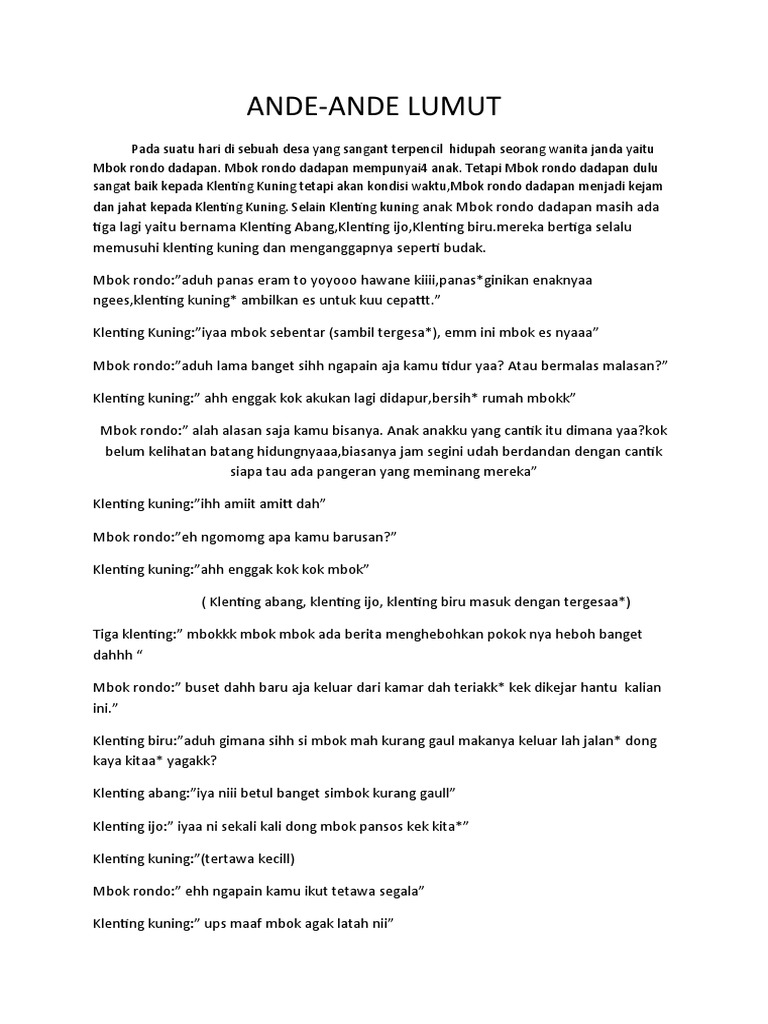 Ande Ande Lumut | PDF | Fiksi Misteri, Thriller, & Kejahatan