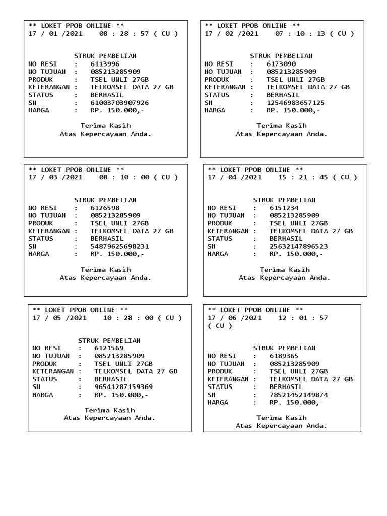 Struk Pulsa | PDF