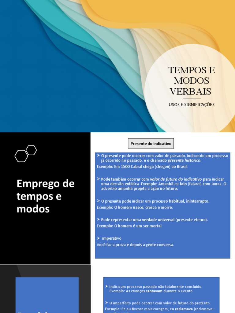 Tempos e Modos Verbais: Usos e Exemplos | PDF | Linguística | Gramática