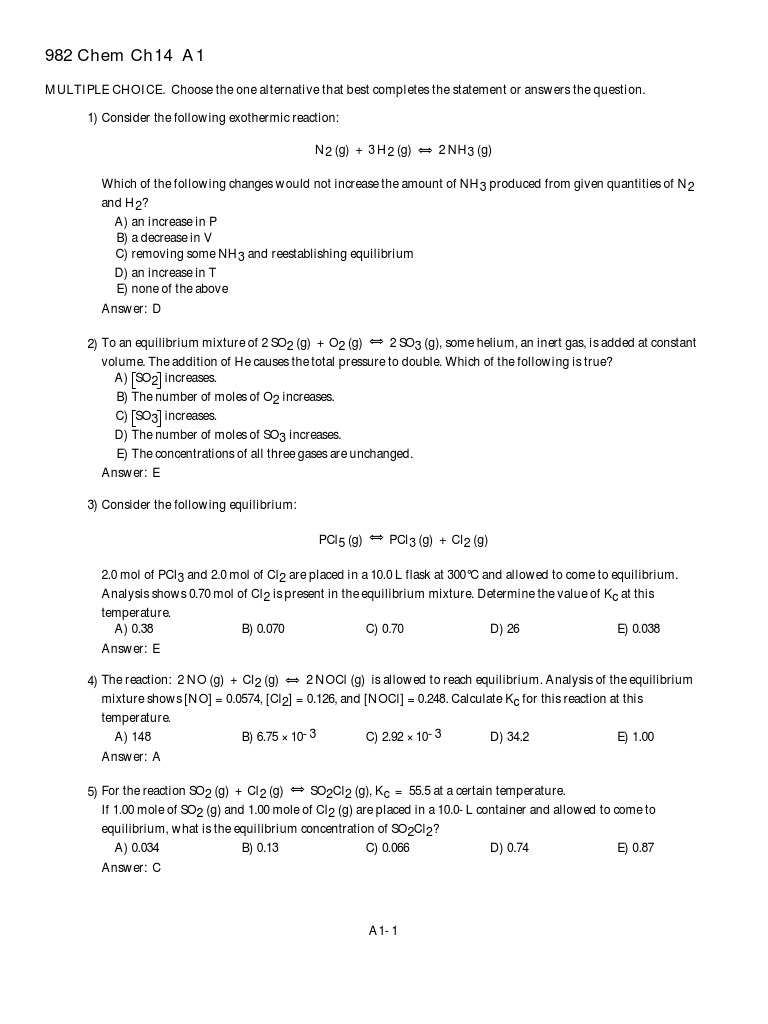 Chapter 14 Solutions | PDF | Chemical Equilibrium | Carbon Dioxide
