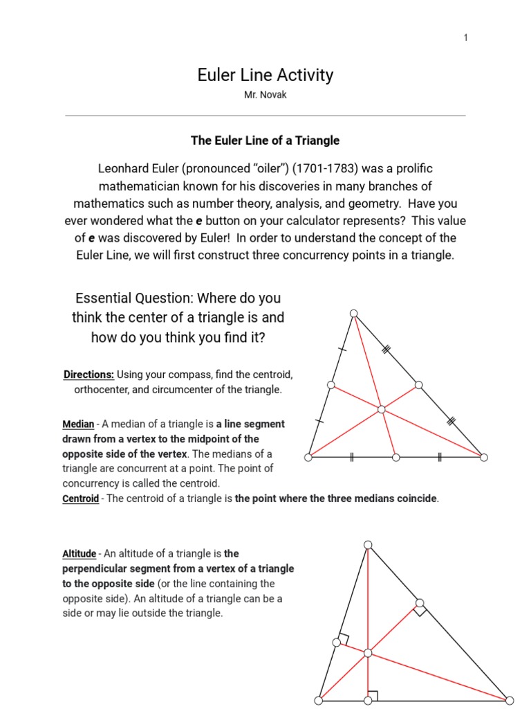 Mte494 Euler Line 1 | PDF | Triangle | Elementary Mathematics
