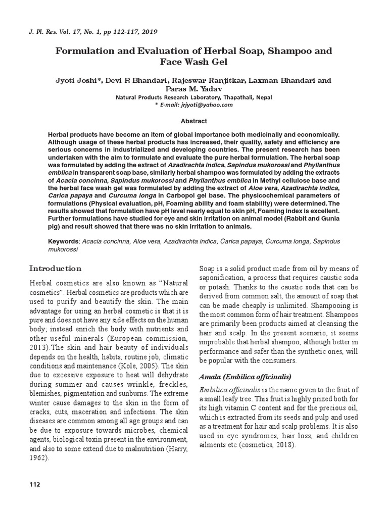 Herbal Soap Formulation and Evaluation | PDF | Sodium Hydroxide | Shampoo