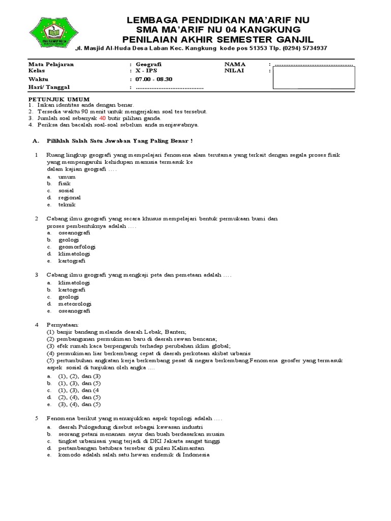 Soal Pas Geo - X | PDF