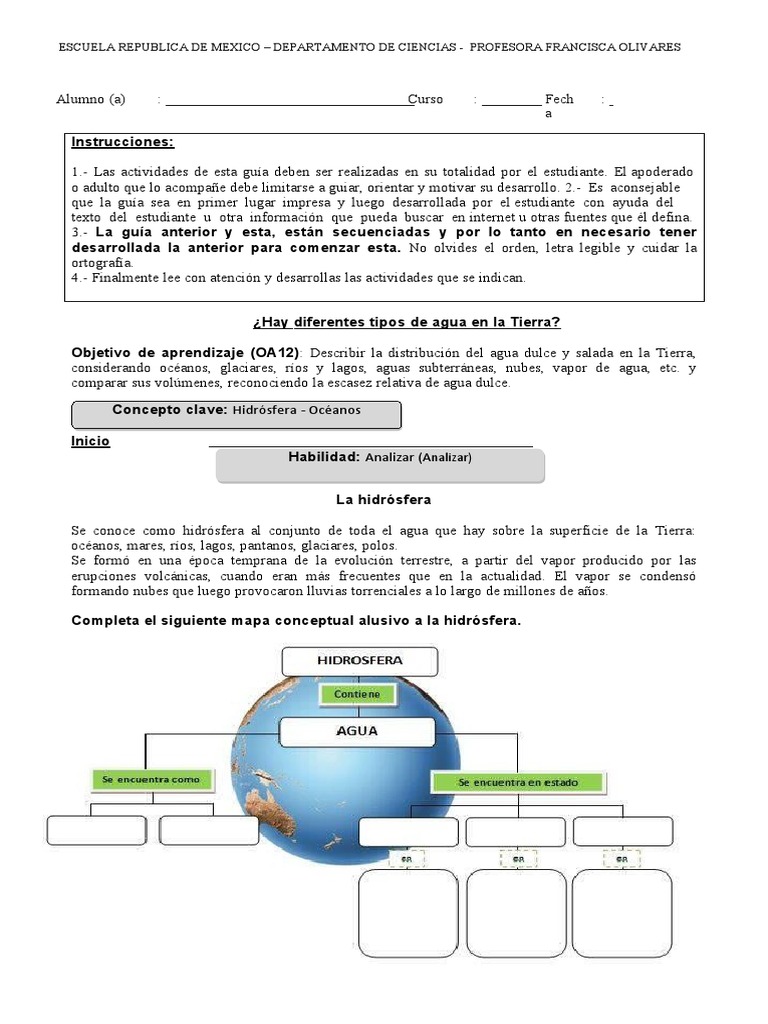 Guía sobre la Hidrósfera y el Agua | PDF | Agua | El ciclo del agua