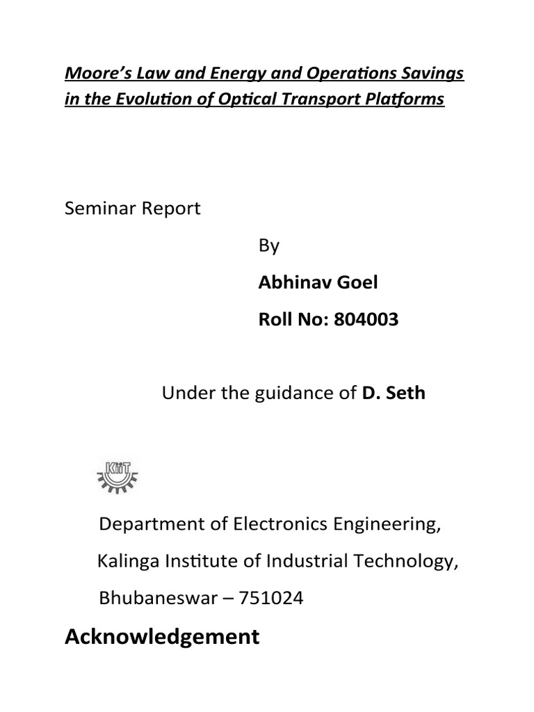 Acknowledgement: Seminar Report by | PDF | Central Processing Unit | Integrated Circuit