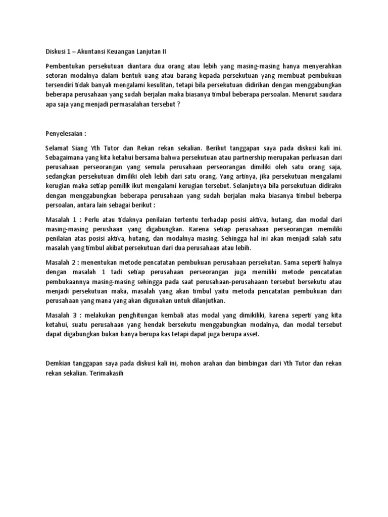 Diskusi 1 - AKL II | PDF