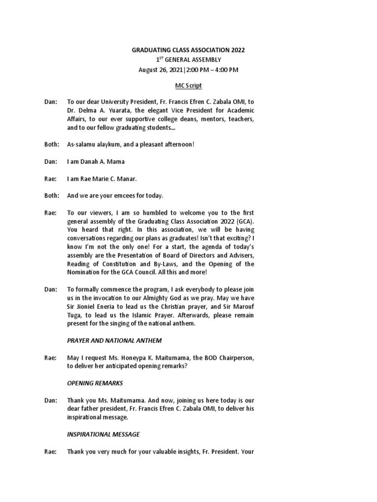 Gca MC Script | PDF