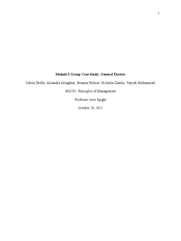 Module 3 Group Case Study - General Electric | PDF | General Electric ...