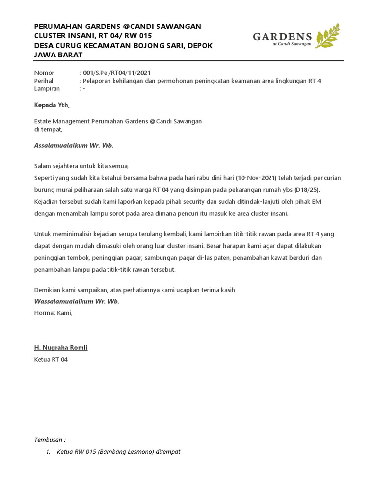Usulan Keamanan RT 04 Cluster Insani | PDF | Griya & Taman | Sains ...
