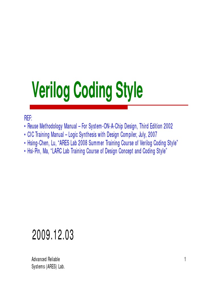 VerilogCoding 2009 | PDF | Vhdl | Computer Programming